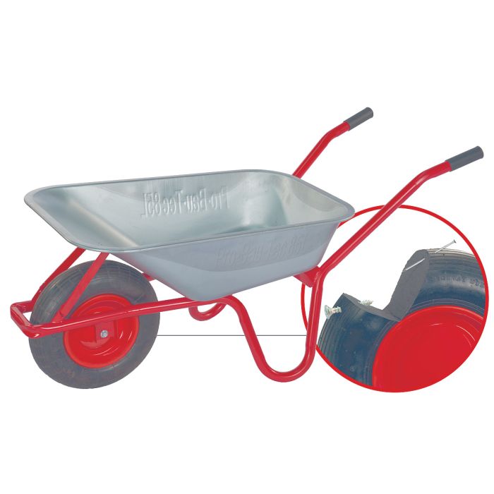Pro Bau Tec Schubkarre Garten-Bauschubkarre 85 L Stahl Silber / Rot | Puag
